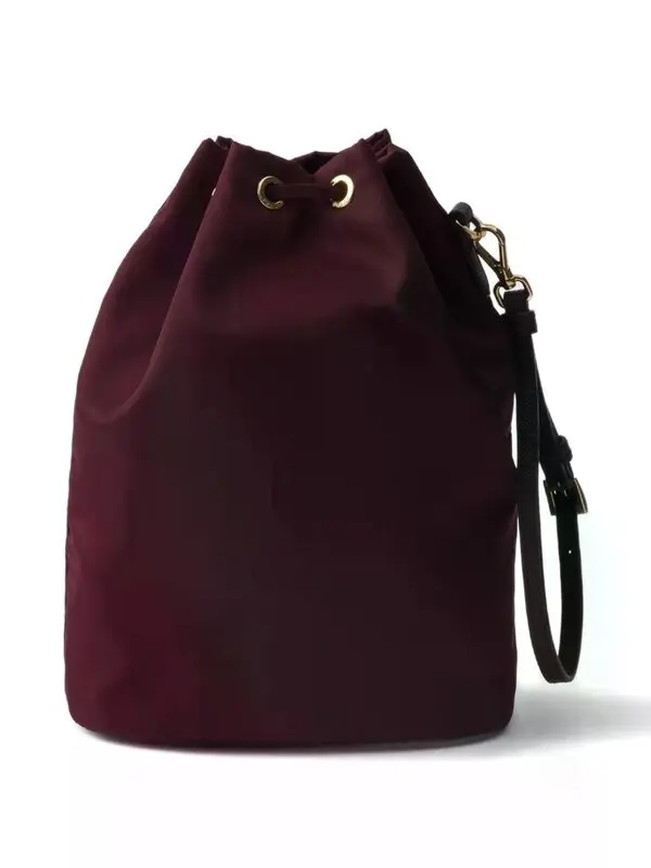 Prada Drawstring Bucket Bag With Metal Logo