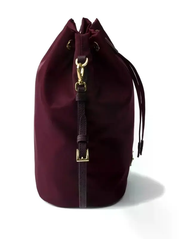 Prada Drawstring Bucket Bag With Metal Logo