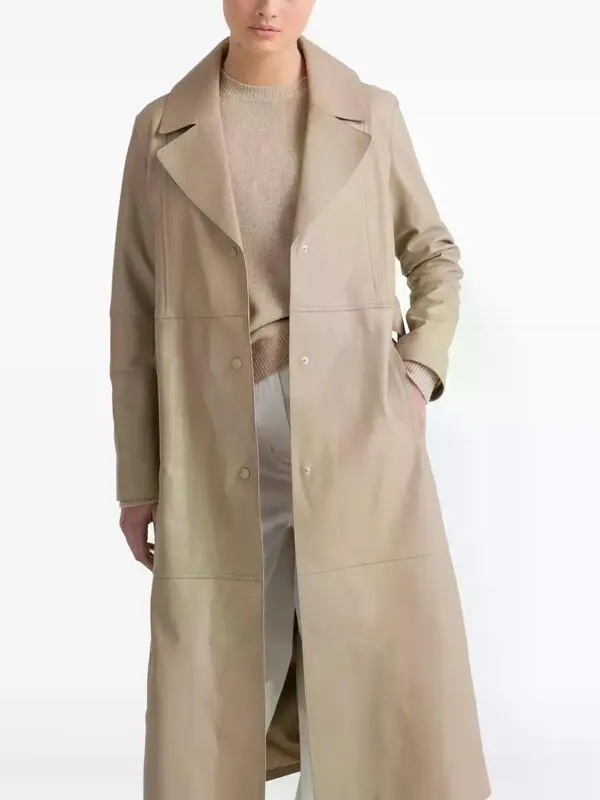 YVES SALOMON Leather Trench Coat - Neutrals