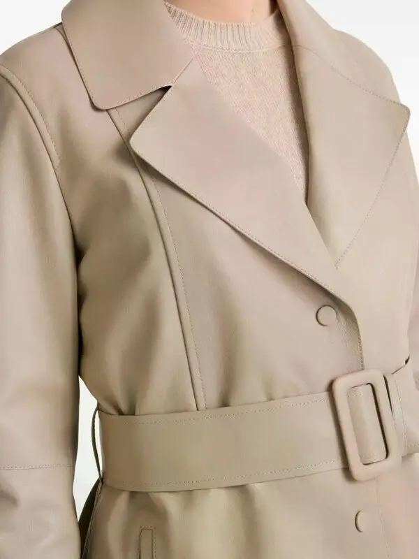 YVES SALOMON Leather Trench Coat - Neutrals