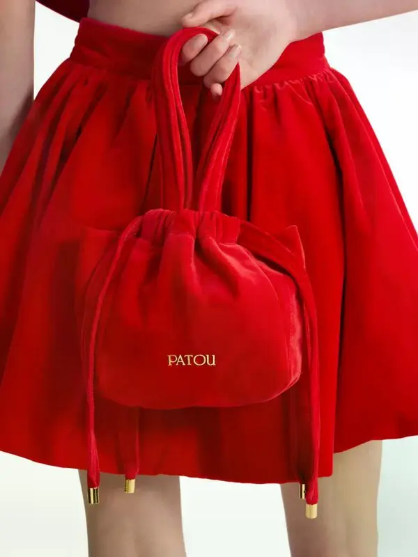 PATOU Evening Drawstring Velvet Bag - Red