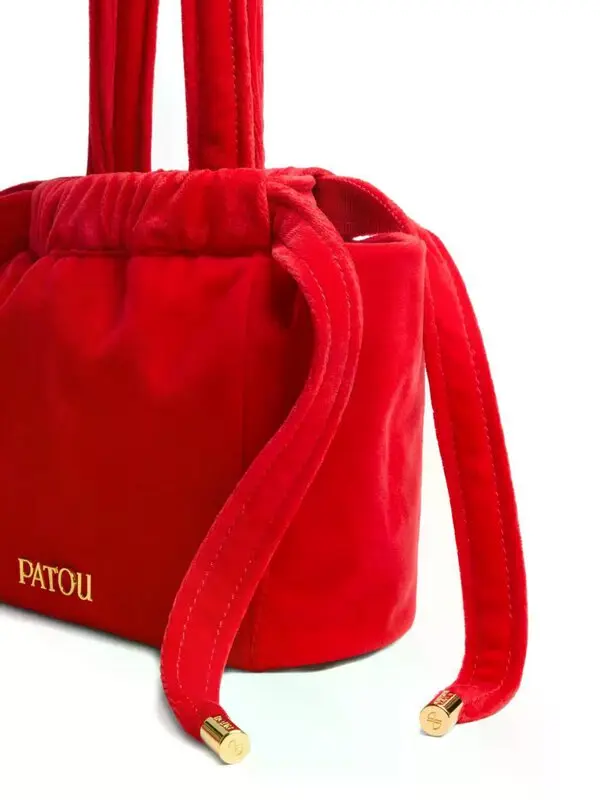 PATOU Evening Drawstring Velvet Bag - Red
