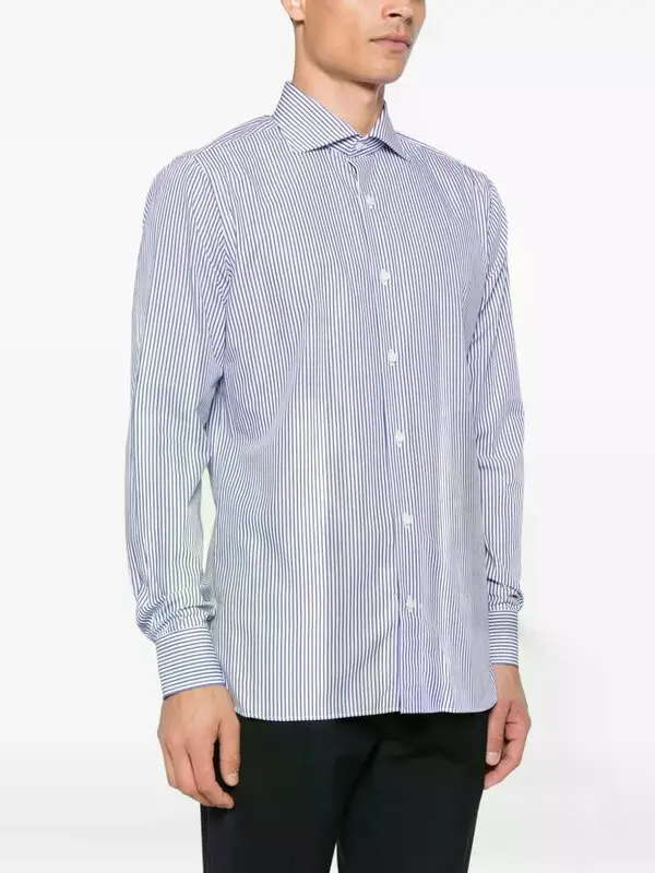 TRUZZI Striped Cotton Shirt - Blue