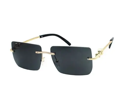 YOUZEY Rectangle Rimless Sunglasses - Black