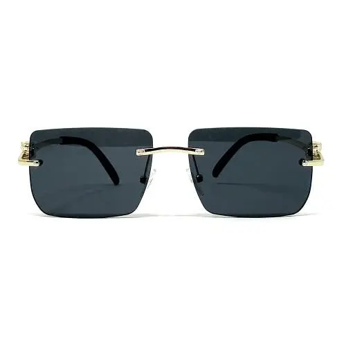 YOUZEY Rectangle Rimless Sunglasses - Black