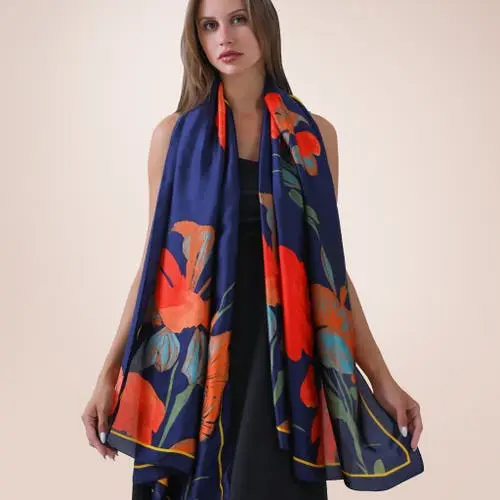 YOUZEY Koi Pond Floral Scarf - Blue
