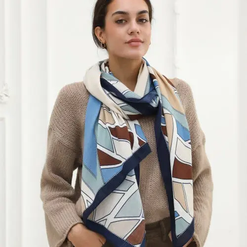 YOUZEY The Nicole Scarf - Blue/tan
