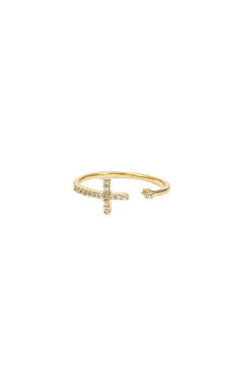 BEARFRUIT JEWELRY 14k Plated Cross Ring - Gold