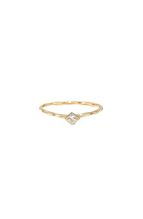 BEARFRUIT JEWELRY 14k Plated Twisted Solitaire Ring - Gold