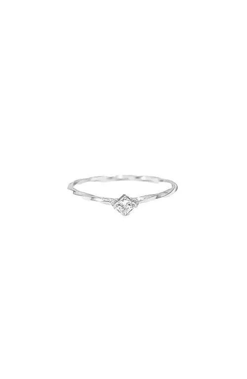 BEARFRUIT JEWELRY 14k Plated Twisted Solitaire Ring - Silver