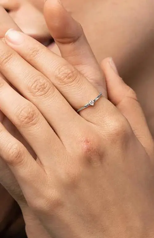 BEARFRUIT JEWELRY 14k Plated Crystal Solitaire Ring