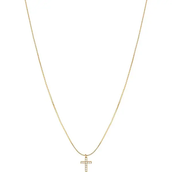 BEARFRUIT JEWELRY Sterling Weiss Cross Pendant Necklace - Gold