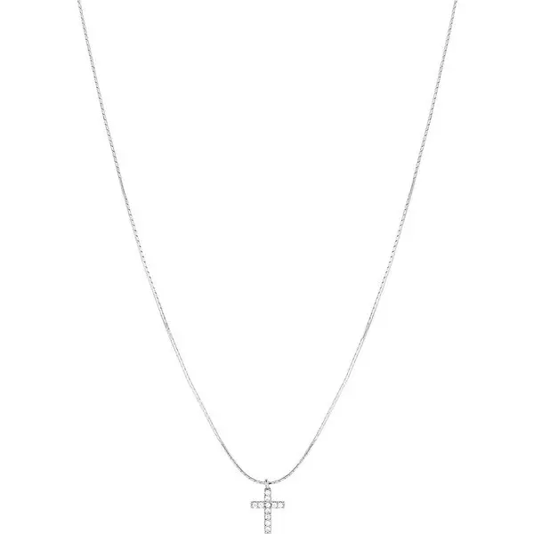 BEARFRUIT JEWELRY 18k Plated Sterling Cross Pendant Necklace - Silver