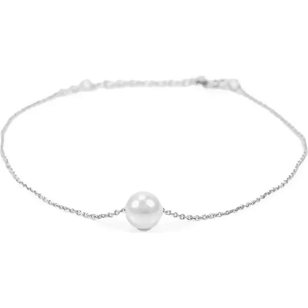 BEARFRUIT JEWELRY 18k Plated Single Pearl Bracelet - Silver