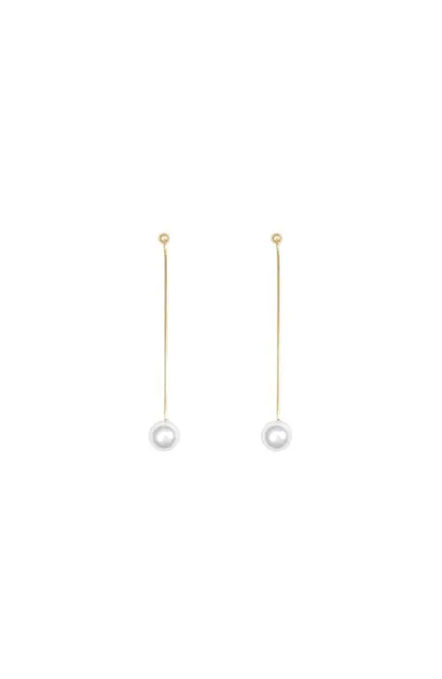 BEARFRUIT JEWELRY 14k Plated Dangled Pearl Earrings - Gold
