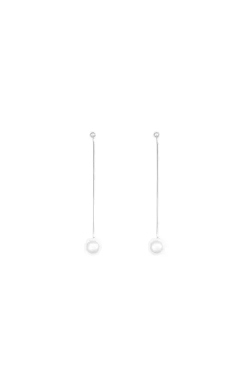 BEARFRUIT JEWELRY 14k Plated Dangled Pearl Earrings - Silver
