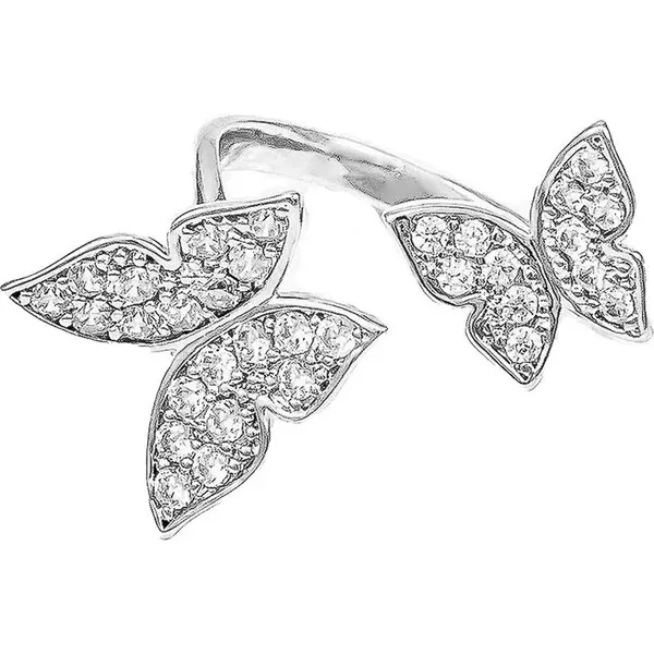 BEARFRUIT JEWELRY Butterfly Statement Ring Adjustable - Silver