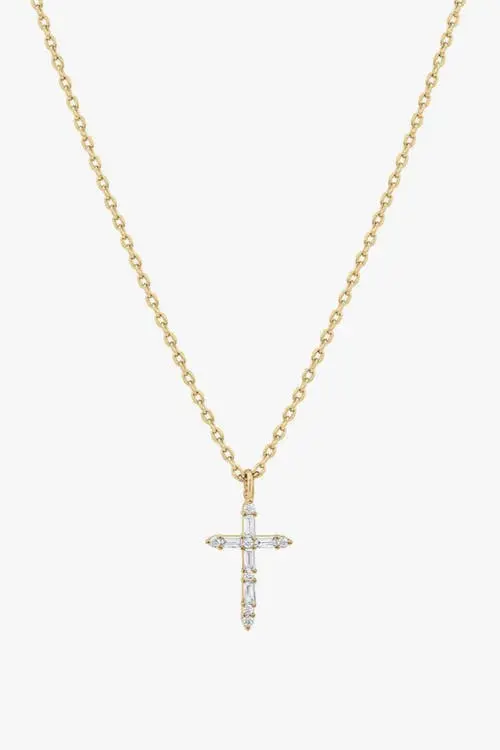 BEARFRUIT JEWELRY 14k Plated Iris Cross Necklace - Gold