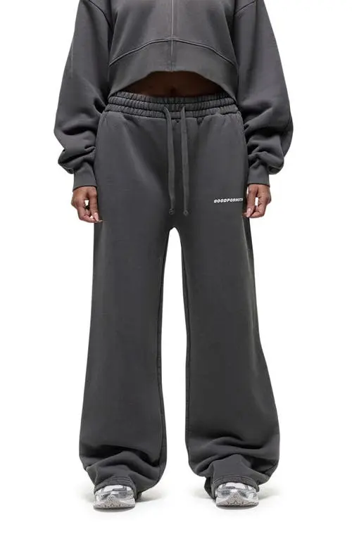GOOD FOR NOTHING Vintage Relaxed Joggers With Puff Print Logo - Grey
