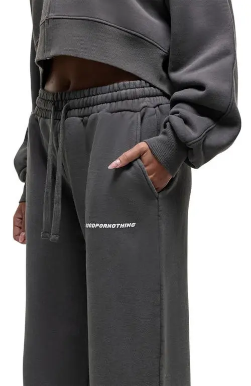 GOOD FOR NOTHING Vintage Relaxed Joggers With Puff Print Logo - Grey