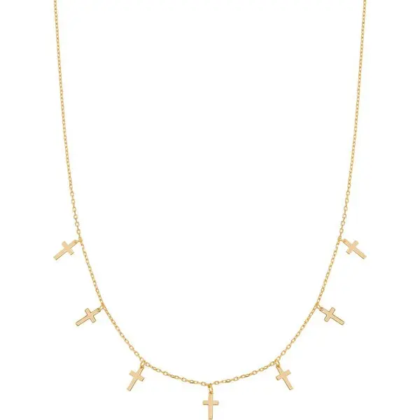 BEARFRUIT JEWELRY Sterling 18k Plated Brianna Cross Necklace - Gold