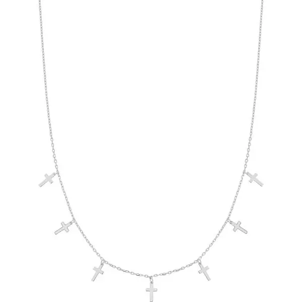 BEARFRUIT JEWELRY Sterling 18k Plated Brianna Cross Necklace - Silver