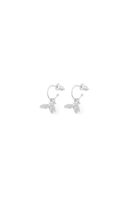 BEARFRUIT JEWELRY Sterling 18k Plated Bee Pearl Earrings - Silver