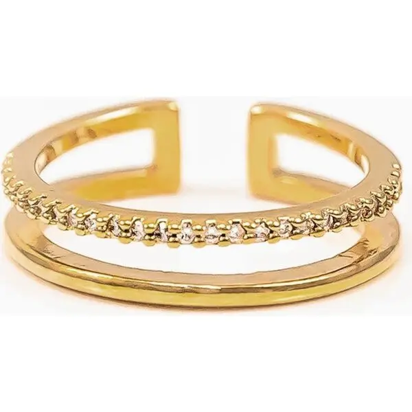 BEARFRUIT JEWELRY 14k Plated Double Band Ring - Gold