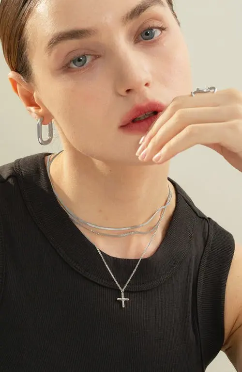 BEARFRUIT JEWELRY 14k Plated Cross Pendant Necklace - Silver