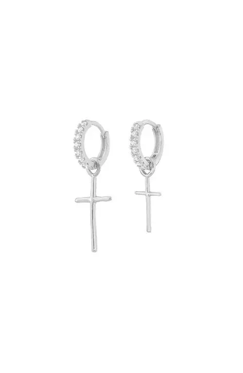 BEARFRUIT JEWELRY Sterling 18k Plated Ariel Cross Mismatched Earrings - Silver