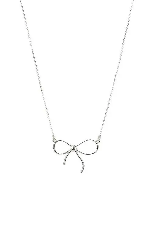 BEARFRUIT JEWELRY Sterling 18k Plated Bow Pendant Necklace - Silver