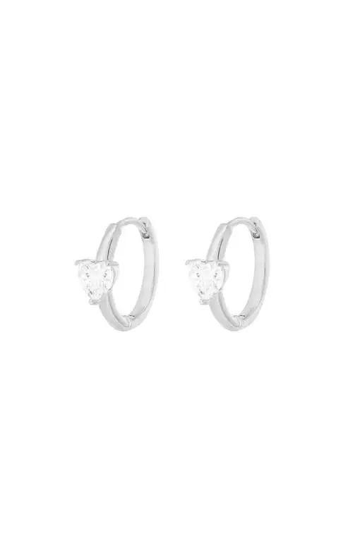BEARFRUIT JEWELRY 18k Plated Crystal Huggie Earrings - Silver