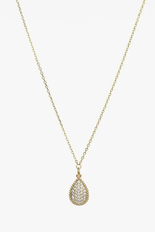 BEARFRUIT JEWELRY Sterling Silver Leah Crystal Teardrop Necklace - Gold