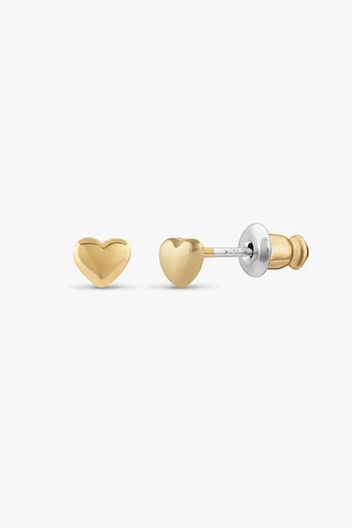 BEARFRUIT JEWELRY 14k Plated Heart Stud Earrings - Gold