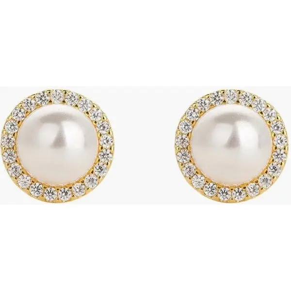 BEARFRUIT JEWELRY Eleanor Pearl Stud Earrings - Gold
