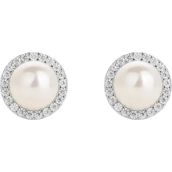 BEARFRUIT JEWELRY Eleanor Pearl Stud Earrings - Silver