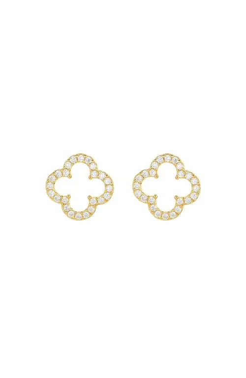 BEARFRUIT JEWELRY 18k Plated Aria Clover Stud Earrings - Gold