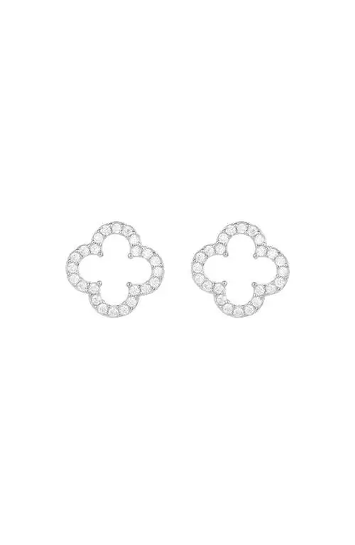 BEARFRUIT JEWELRY 18k Plated Aria Clover Stud Earrings - Silver