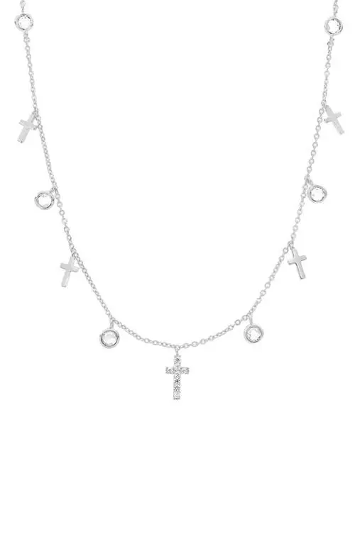 BEARFRUIT JEWELRY 14k Plated Anela Cross Necklace - Silver