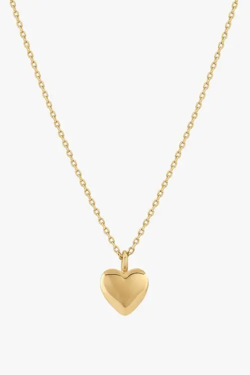 BEARFRUIT JEWELRY 14k Plated Puffed Heart Pendant Necklace - Gold