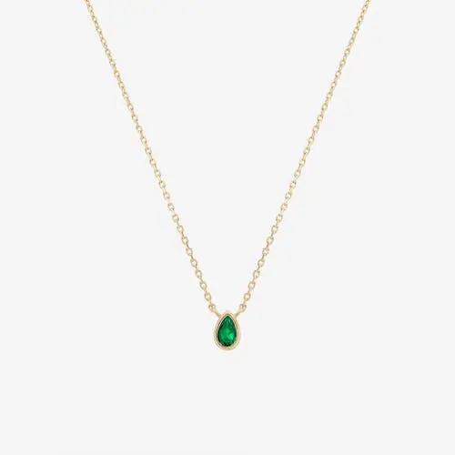 BEARFRUIT JEWELRY Sterling Silver 18k Plated Ivy Emerald Necklace - Gold