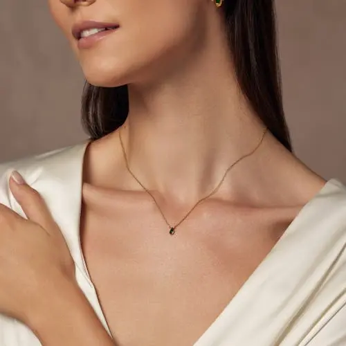 BEARFRUIT JEWELRY Sterling Silver 18k Plated Ivy Emerald Necklace