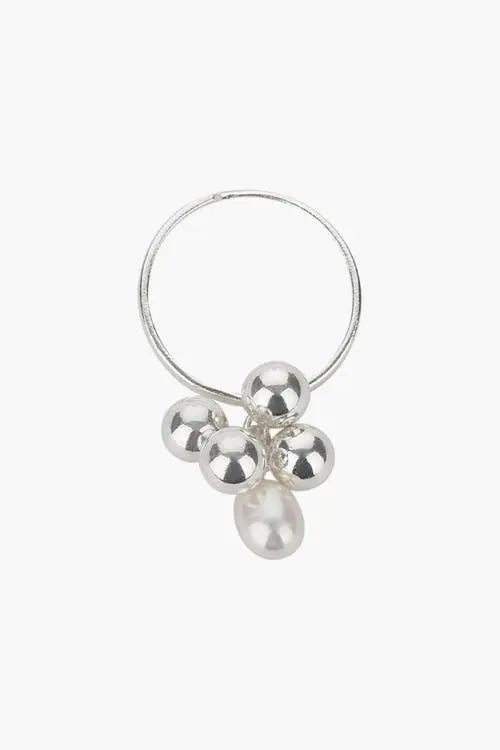 BEARFRUIT JEWELRY Sterling Cluster Pearl Adjustable Ring - Silver