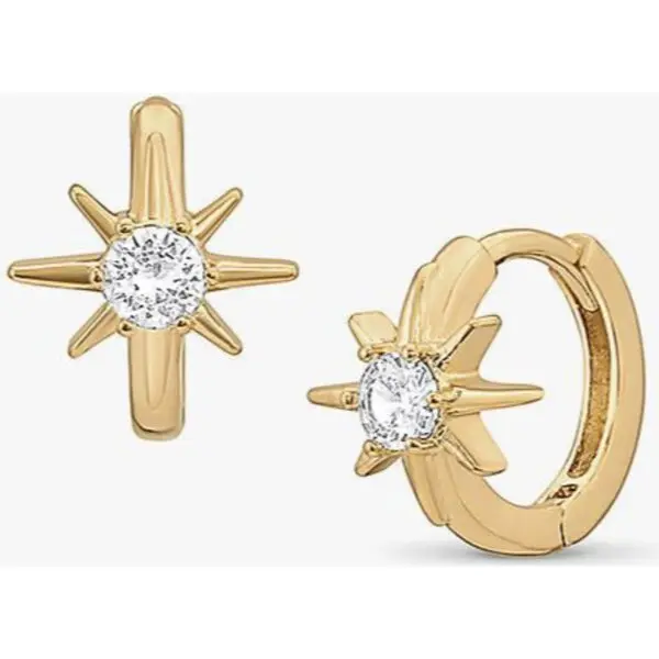 BEARFRUIT JEWELRY 14k Plated Star Huggie Earrings