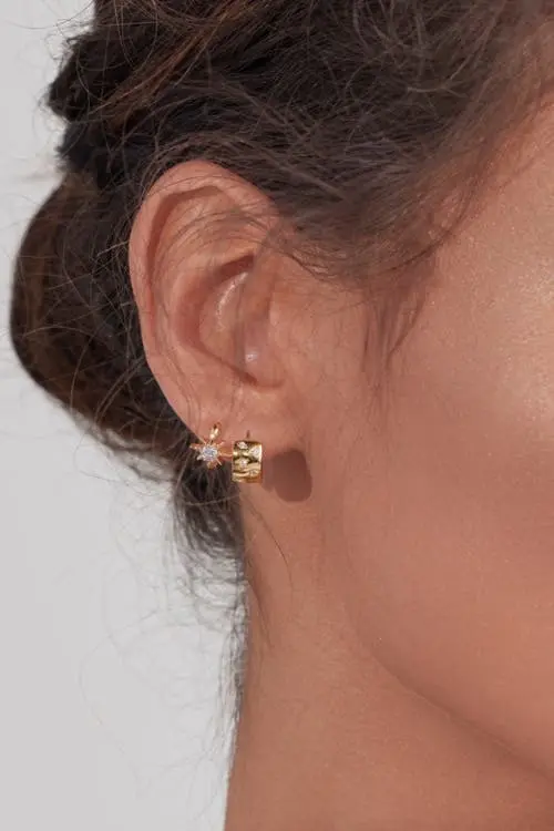 BEARFRUIT JEWELRY 14k Plated Star Huggie Earrings