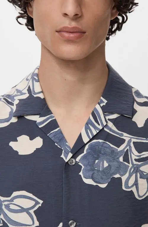 Mango Wrinkled Effect Floral Camp Shirt