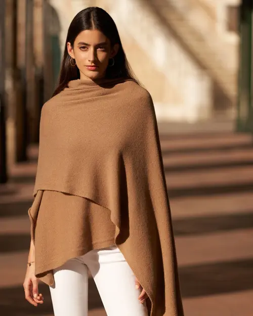 MONTICELLI CASHMERE Pure Cashmere Feather-light Maxi Wrap Stole - Camel