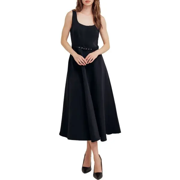 FREEMARKET Sleeveless A-line Dress With Belt