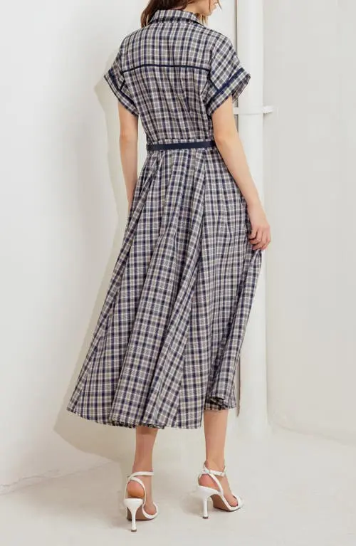 FREEMARKET Belted Plaid Shirtdress