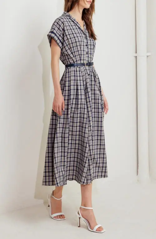 FREEMARKET Belted Plaid Shirtdress